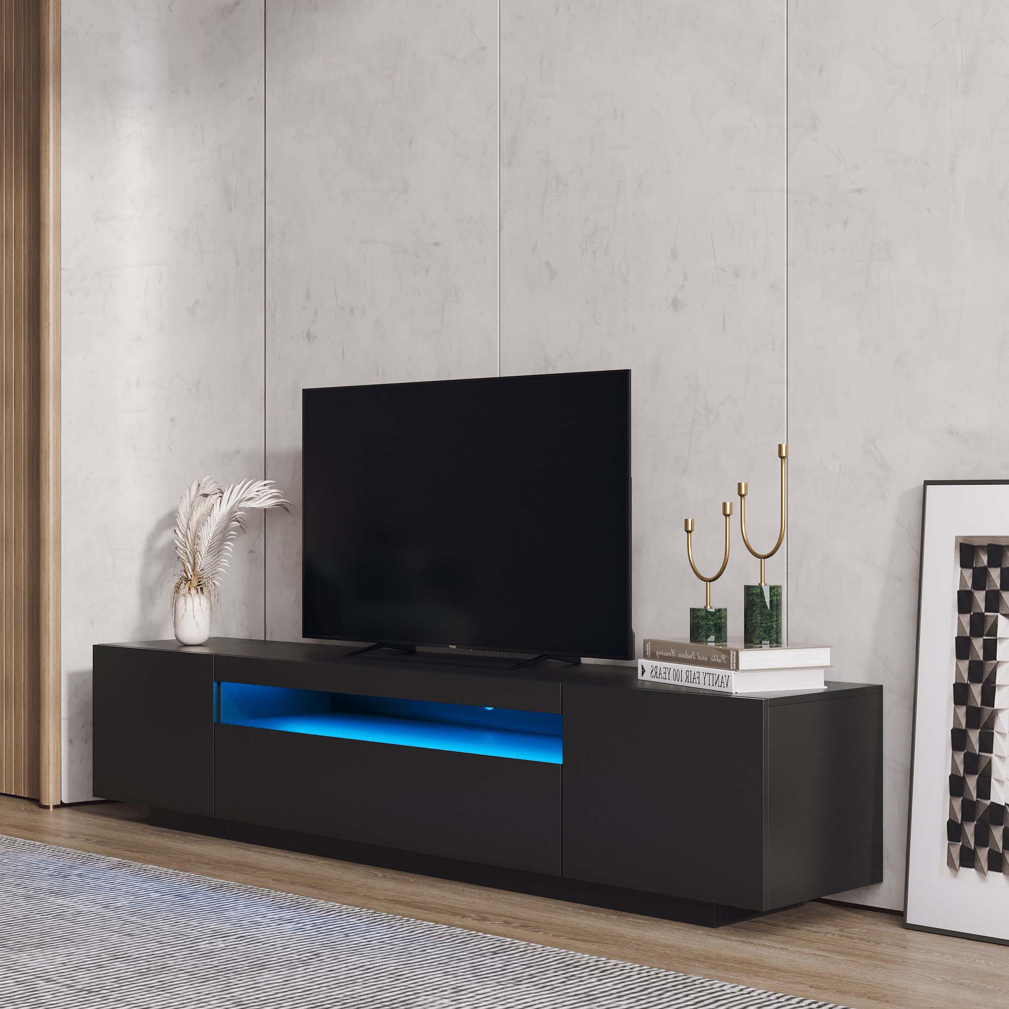 Orren Ellis TV Cabinet Wholesale, TV Stand with Lights, media console for TVs up to 78 ...